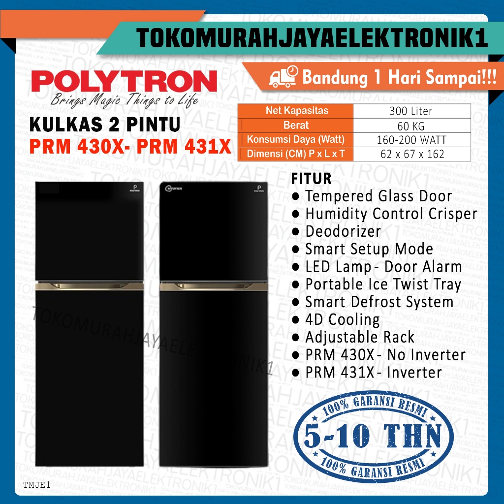 Jual Kulkas 2 Pintu POLYTRON 300 Liter PRM 430/431 New Belleza Jumbo ...