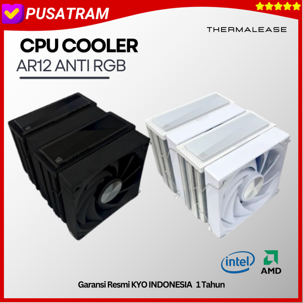 Jual THERMALEASE ANTI RGB AR12 Solid WHITE CPU Cooler ANTI RGB Fan Dual ...