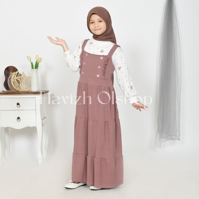 Jual Gamis muslim model overall 3-12 Tahun // Gamis bahan knit anak ...