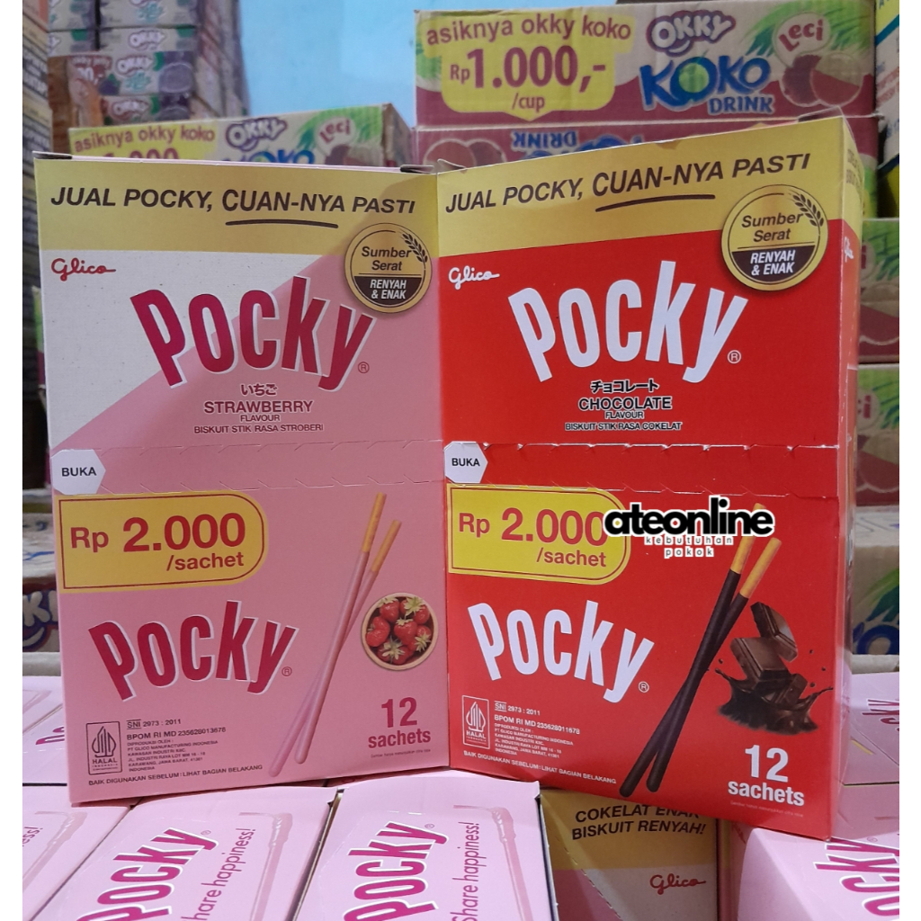 Jual Pocky Stick 2000 Cokelat/Strawberry Box [isi 12 bungkus @12gr ...