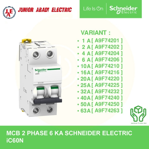 Jual Mcb Schneider IC60N 2P 6ka 1A 2A 4A 6A 10A 16A 20A 25A 32A 40A 50A 63A | Shopee Indonesia