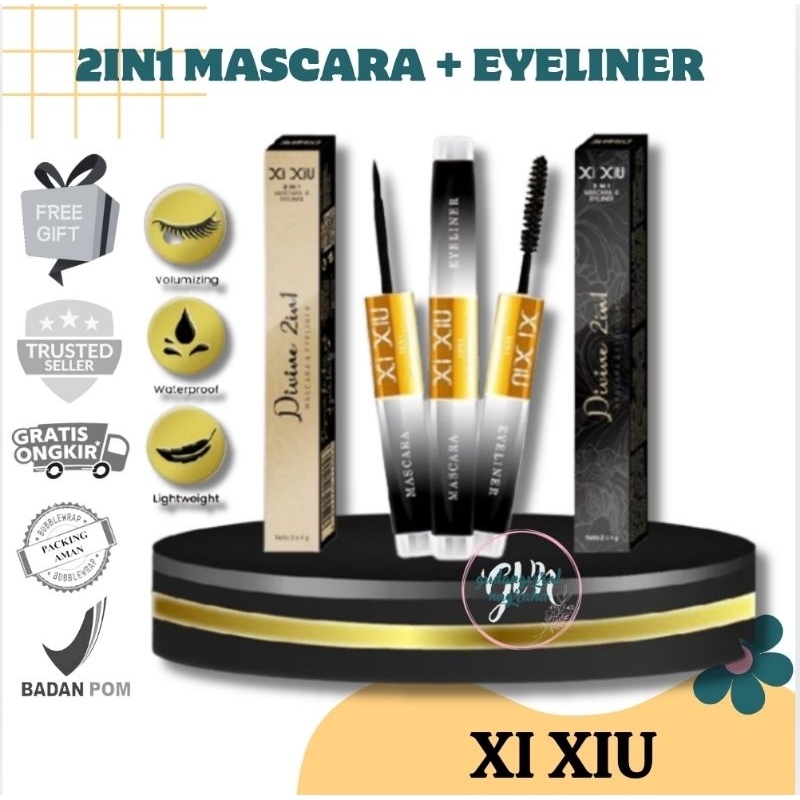 Jual ☘️GVN☘️ XI XIU DIVINE 2 IN 1 MASCARA & EYELINER BPOM || 2IN1 ...