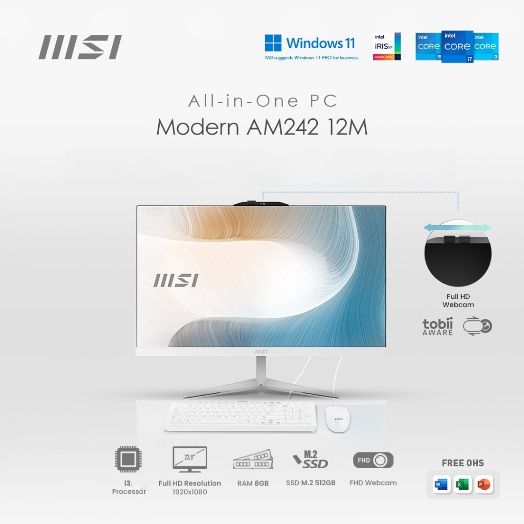 Jual PC AIO MSI MODERN AM242 12M 1235ID intel Core i3-1215U ram 8GB ssd ...