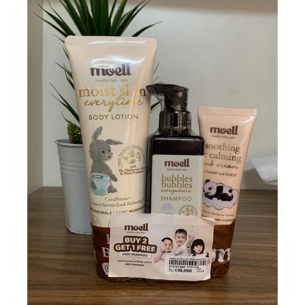 Jual Moell Special Bundling Calming Rub Cream + Body Lotion Free ...