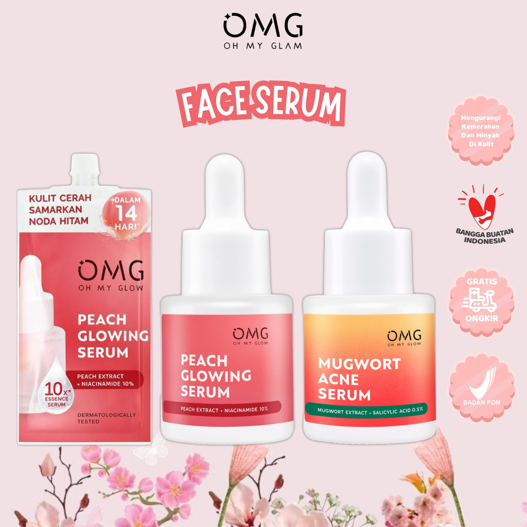 Jual OMG OH MY GLOW Peach Glowing Serum | Mugwort Acne Serum 7.5ml | 20ml - Serum Pencerah untuk ...