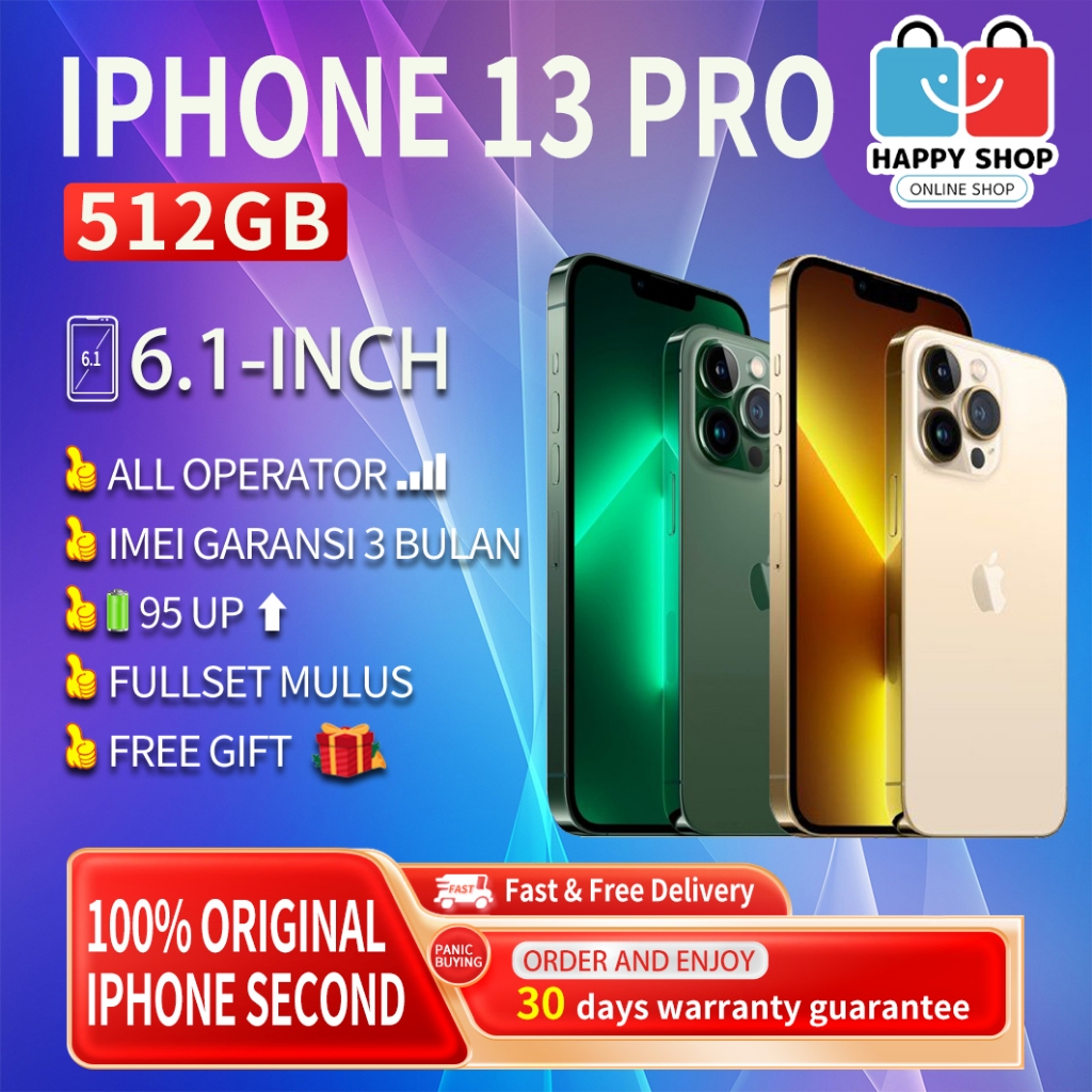 Jual iPhone 13 Pro 512GB Second Original100% Fullset 5G OLED-Ori Mulus Normal Phone 3utools All ...