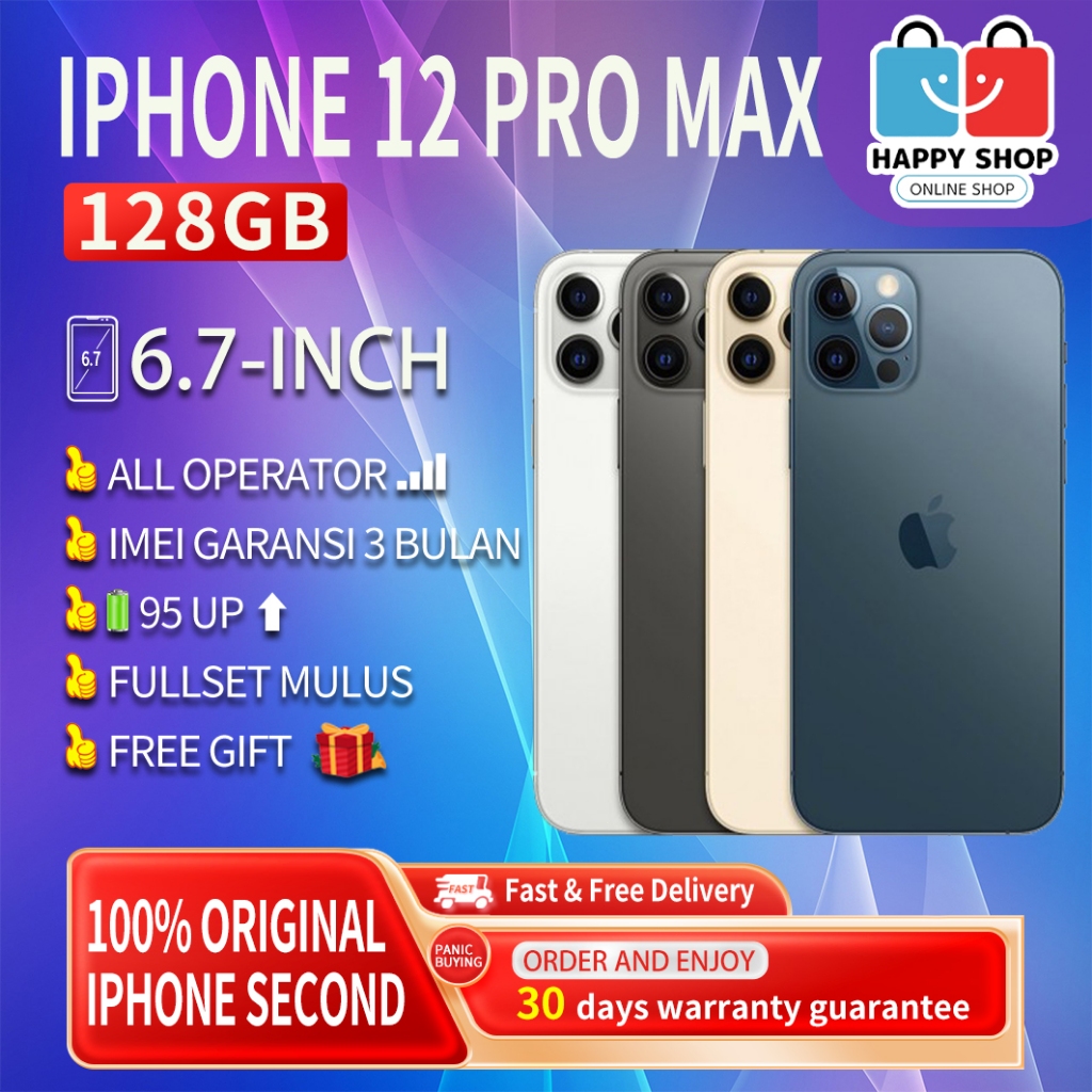 Jual iPhone 12 Pro Max 128GB Second Original100% 5G OLED-Ori Fullset Mulus Normal Like New ...