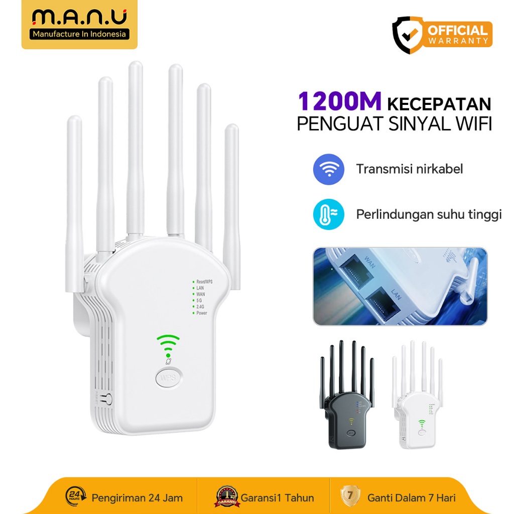 Jual MANU Penguat Sinyal Wifi WIFI Repeater Dual-band 2.4G 1200Mbps ...
