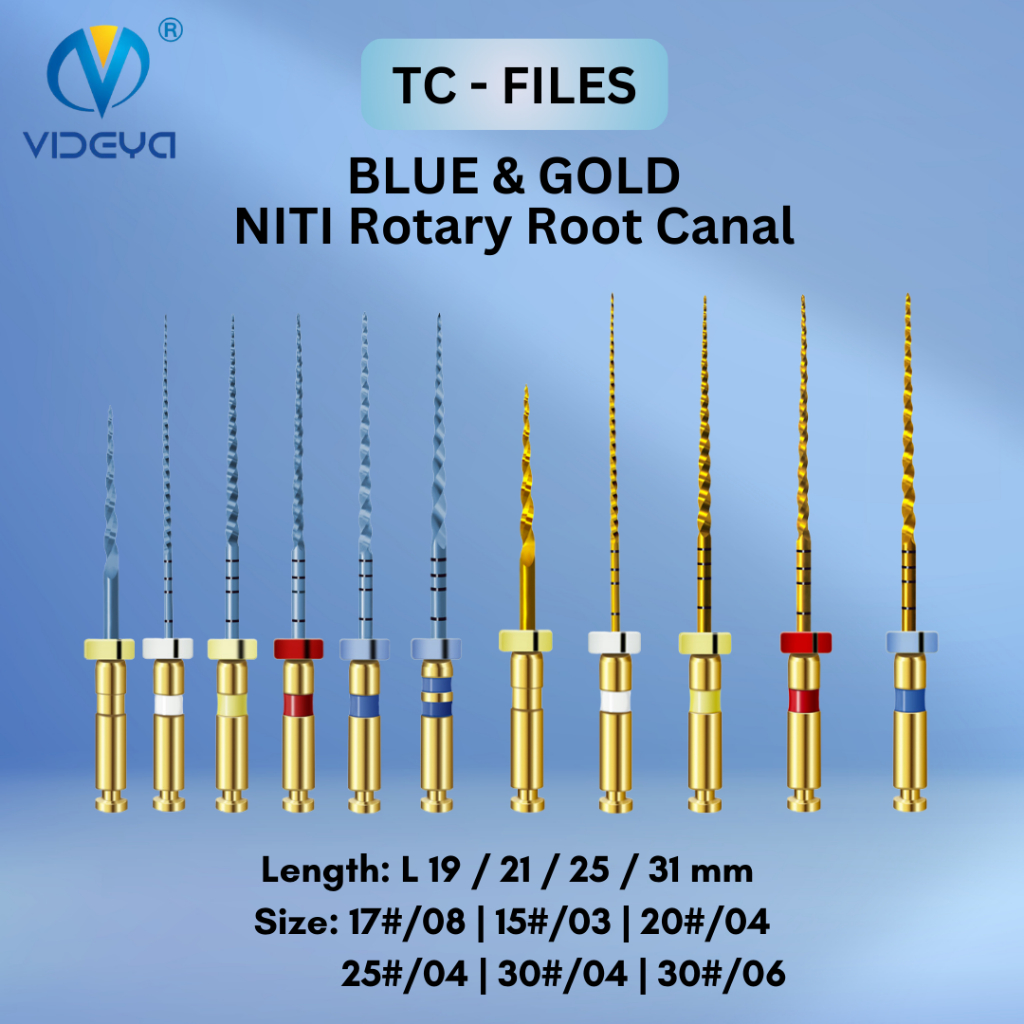 Jual TC Files Blue & Gold Niti Dental Endo Root Canal Files Jarum Endo ...