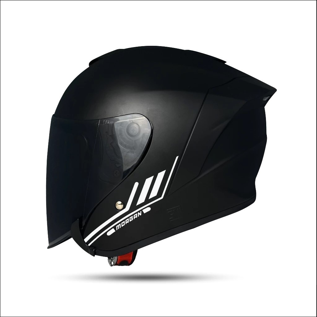 Jual Helm Half Face Mjm Morgan Solid Hitam Glosy Kaca Visor Hitam-Helm ...