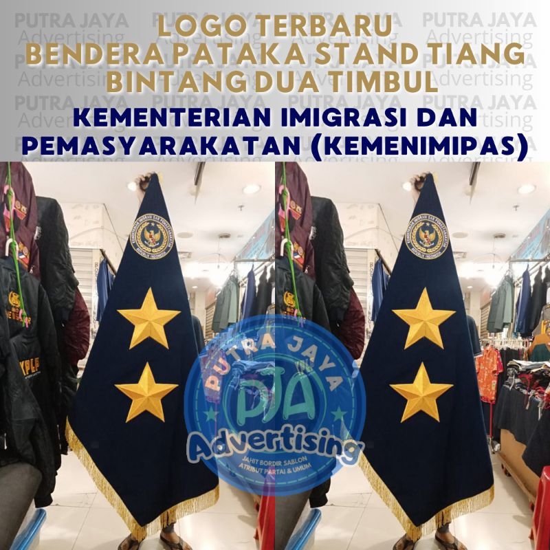 Jual Bendera Pataka stand tiang Logo terbaru Kementerian Imigrasi dan ...