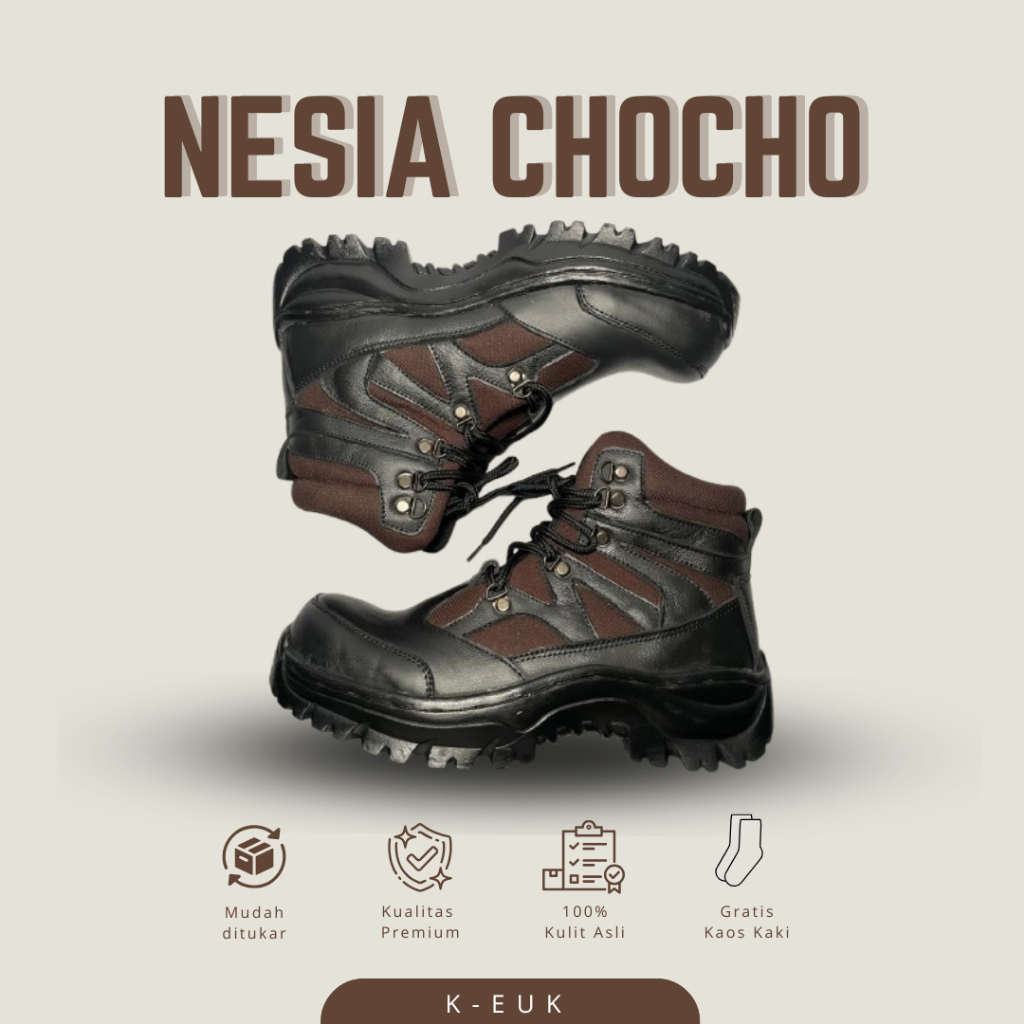 Jual Nesia Choco Sepatu Boot Premium Kulit Asli | Shopee Indonesia