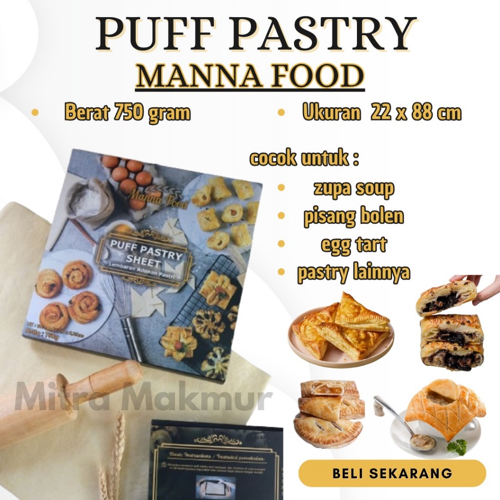 Jual Puffy Pastry Manna Food Sheet / Adonan Instan Siap Lipat / Puff ...