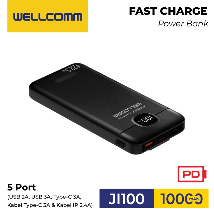 Jual Power Bank Wellcomm PD22.5W Power Delivery JI100 10000mAh | Shopee ...