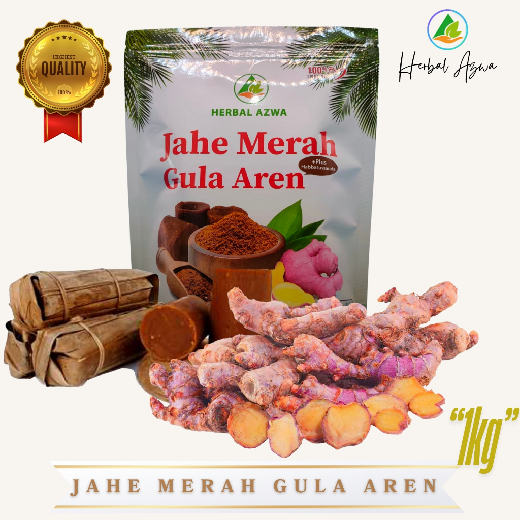 Jual Jahe Merah Gula Aren Plus Habbatusauda | Herbal Azwa Kemasan 1kg ...