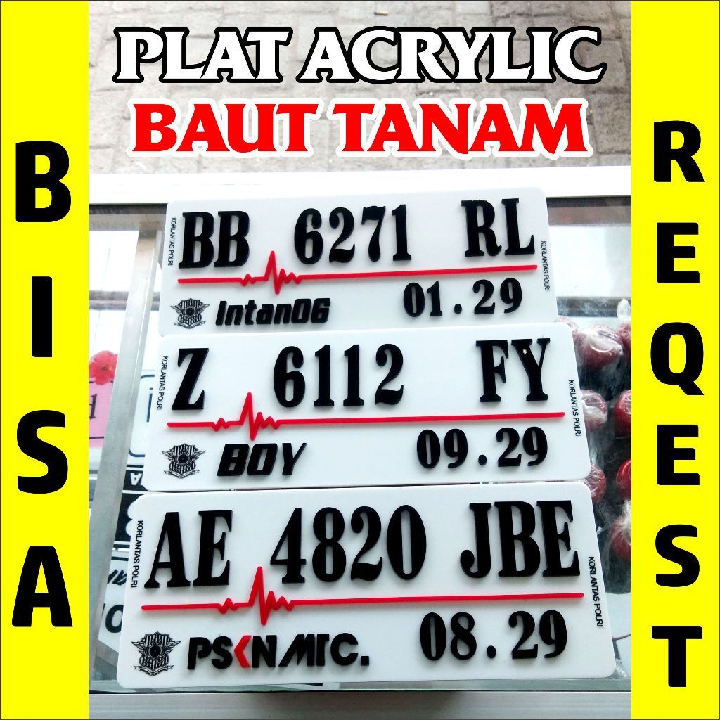 Jual Plat Acrylic / Plat Nomor Motor Akrilik Timbul Variasi Hitam ...