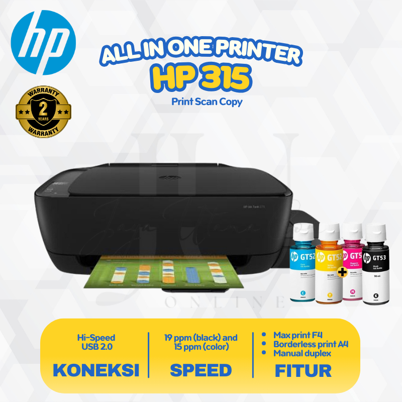 Jual HP 315 Ink Tank Printer – Print Scan Copy – All In One – Garansi ...
