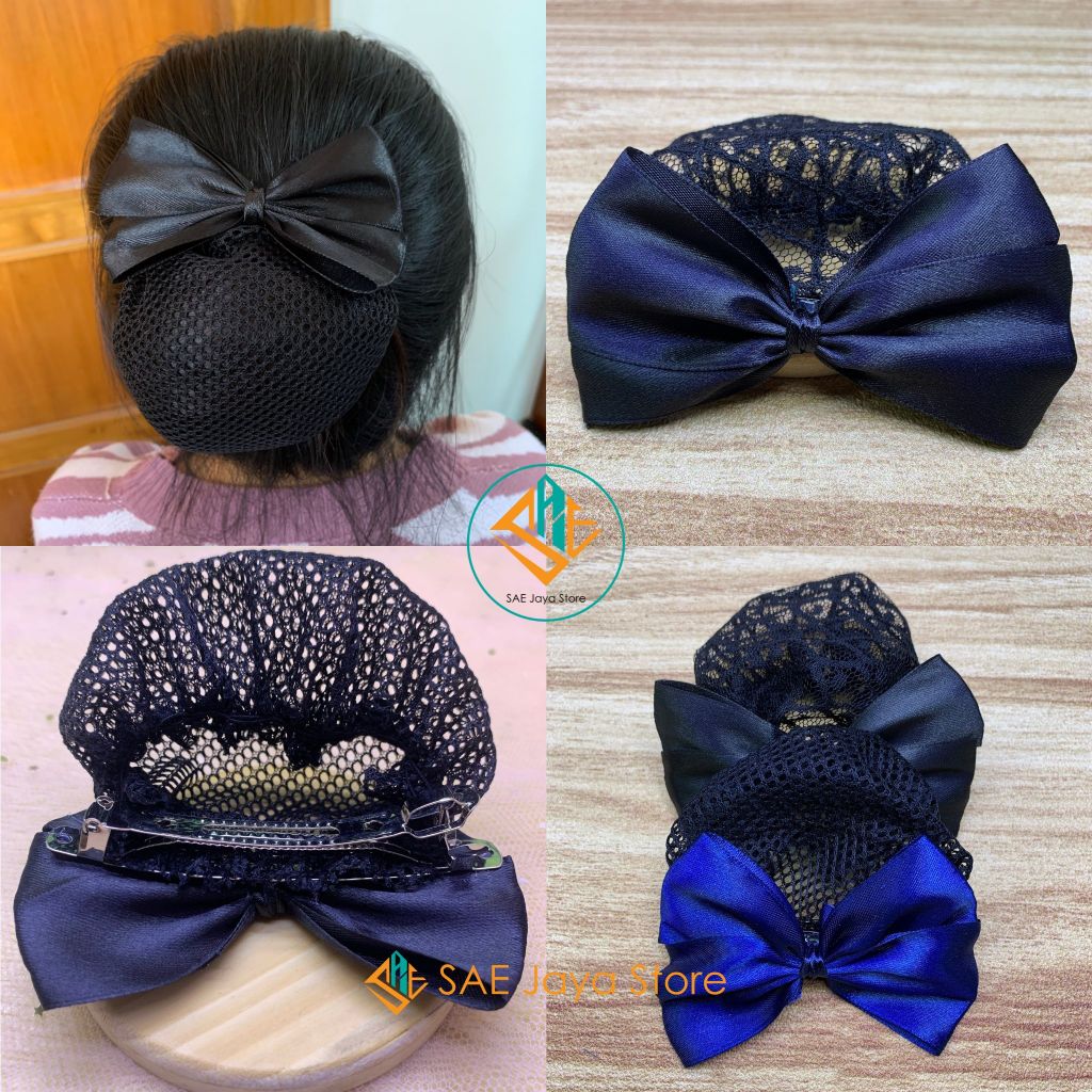 Jual (BESAR) SAE-JEPIT RAMBUT HAIRNET PITA WARNA HITAM / HARNET JARING ...