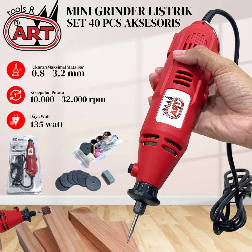 Jual ART Mini Grinder Set 40 PCS Blister Bor Tuner Gerinda Grinder ...