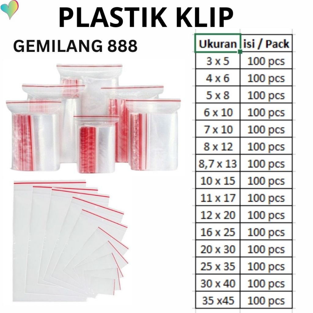 Jual Kantong Plastik Klip semua ukuran, Uk 2x3 - 3x5 - 4x6 - 5x8 - 6x10 ...