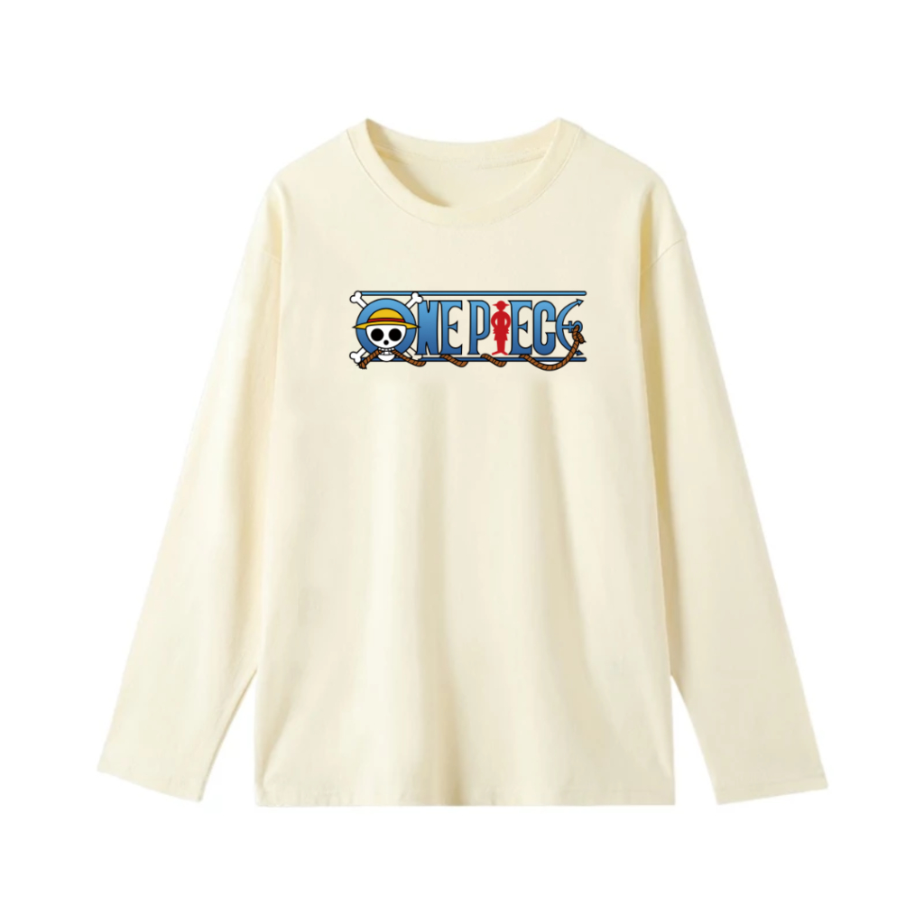 Jual Tshirt Kaos Lengan Panjang Korea | Pola Tulisan One Piece | Tebal ...