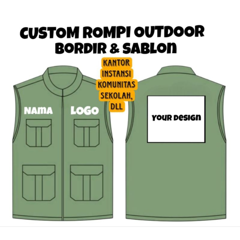 Jual Termik Outdoor Custom Rompi Parasut Tactikal Satuan Bordir Sablon ...