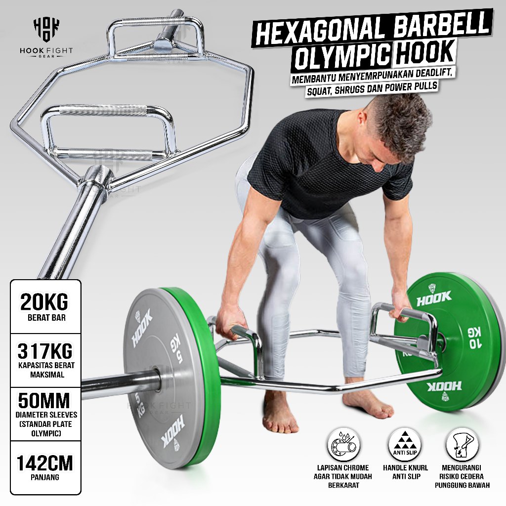 Jual Hexagonal Barbell Trap Bar 142cm Hook Barbell Angkat Beban Angkat ...