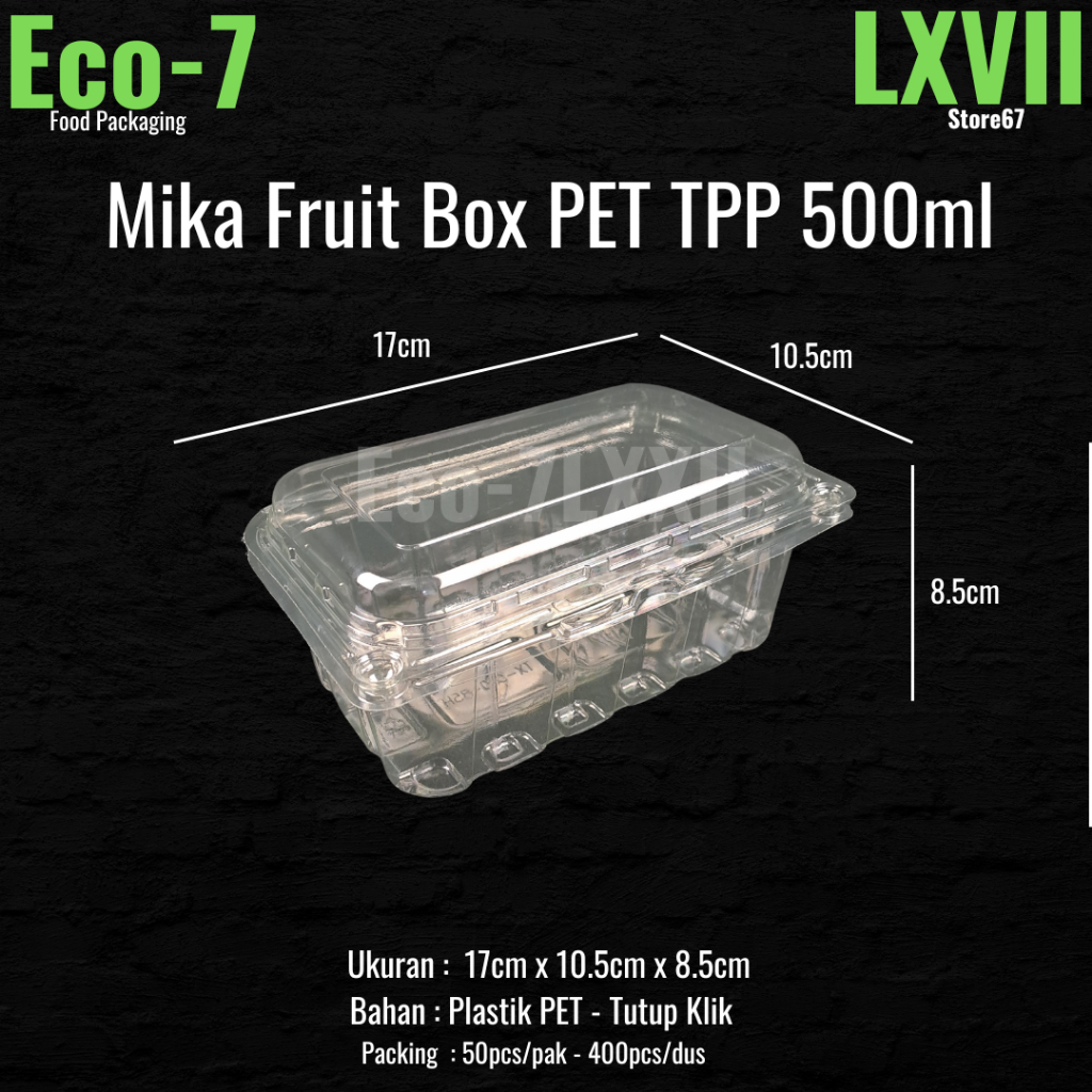 Jual Kotak Mika Box Persegi 500ml - Mika Box Buah, Food Box , Fruit Box ...