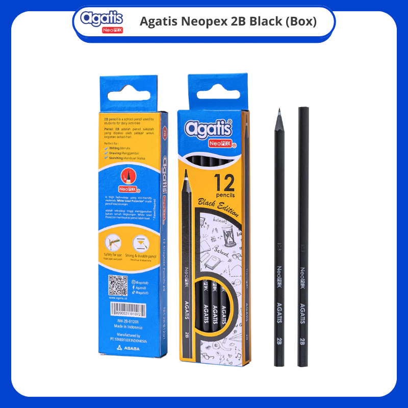 Jual PENSIL 2B (12 PCS) AGATIS NEO PEX BLACK EDITION | Shopee Indonesia