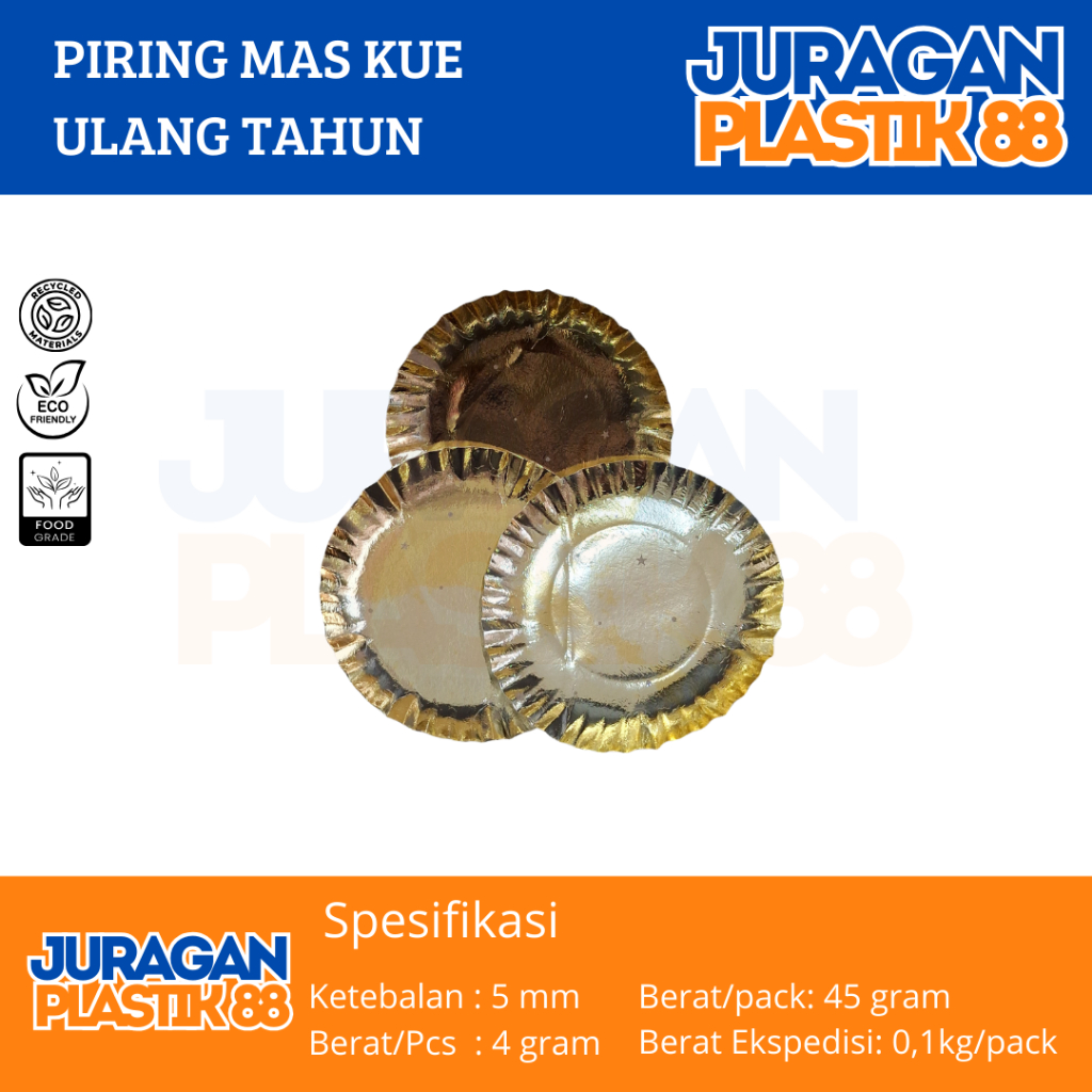 Jual Piring Kertas Mas isi 10pcs | Piring Kue Bolu Ulang Tahun isi 10 ...