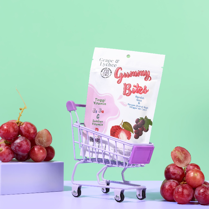 Jual Gummy Bites Rendah Gula & Ekstrak Buah (Anggur & Leci) | Shopee ...
