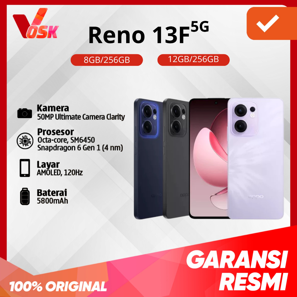 Jual OPPO Reno 13F 5G 4G 12/256GB 8GB/256GB NFC SuperVOOC 45W Garansi ...