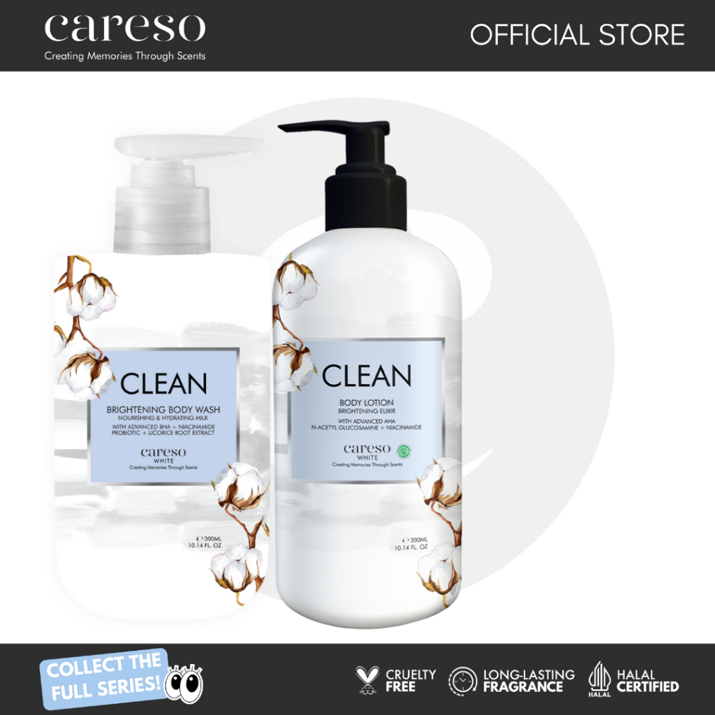 Jual CARESO - Clean Bath Duo (Body Wash + Body Lotion) | Shopee Indonesia