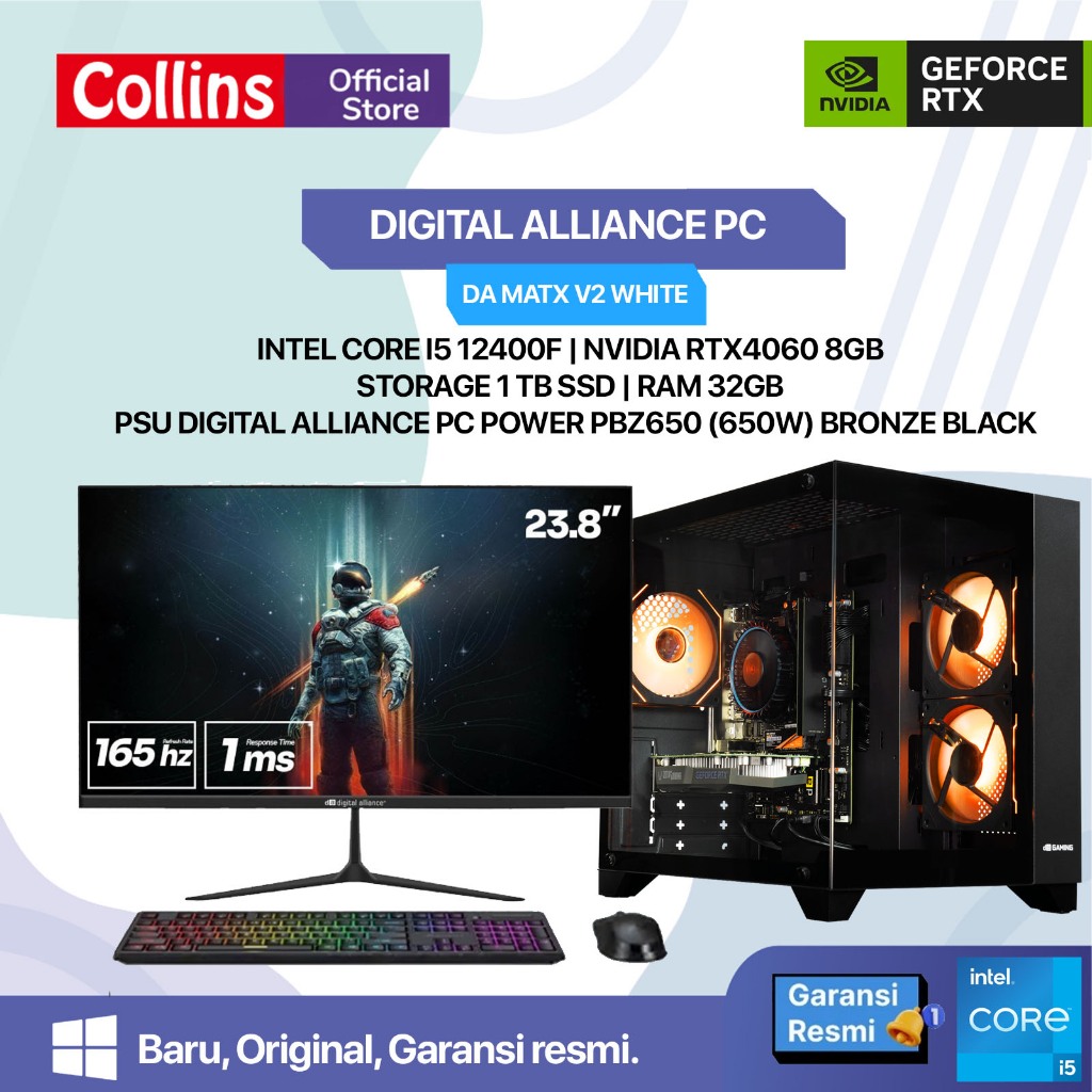Jual DIGITAL ALLIANCE GAMING PC I5 12400F RTX 4060 8GB | 16GB 512GB ...
