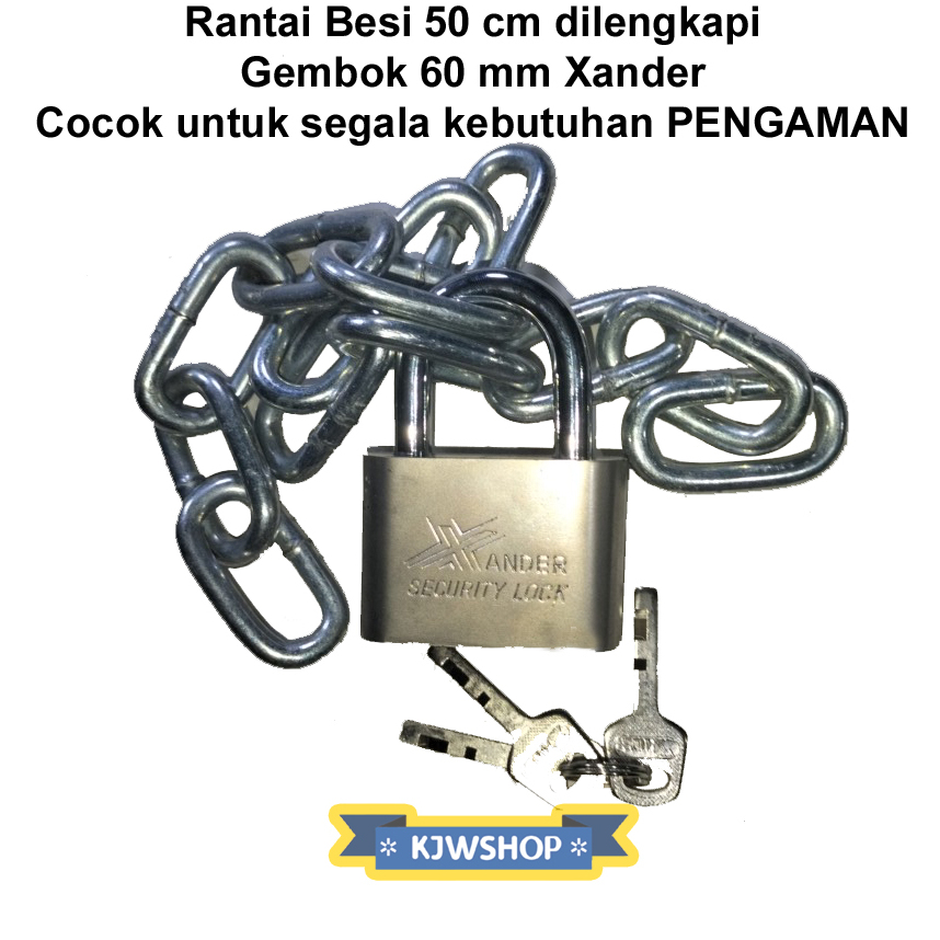 Jual Pengaman Rantai Besi 50 cm Lengkap Gembok Set Anti Maling Motor ...