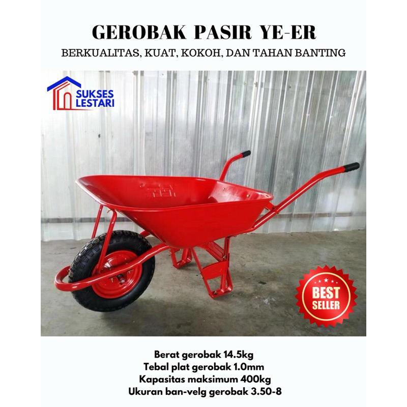 Jual Gerobak Sorong Pasir Merah / Troli Dorong Cor Semen / Gerobak ...