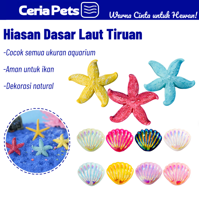 Jual Hiasan Dasar Laut Tiruan Aquarium - Kerang & Bintang Laut Realistis, Aman Ikan & Anti Lumut ...