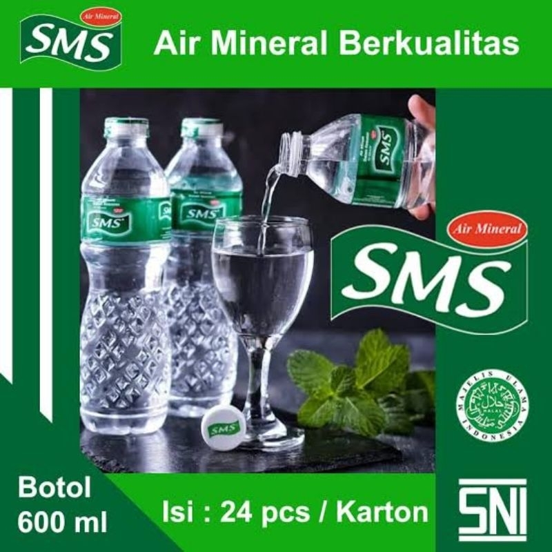 Jual Air Mineral Merk SMS 600 ml isi 24 Botol Sedang / Dus ( Hanya ...