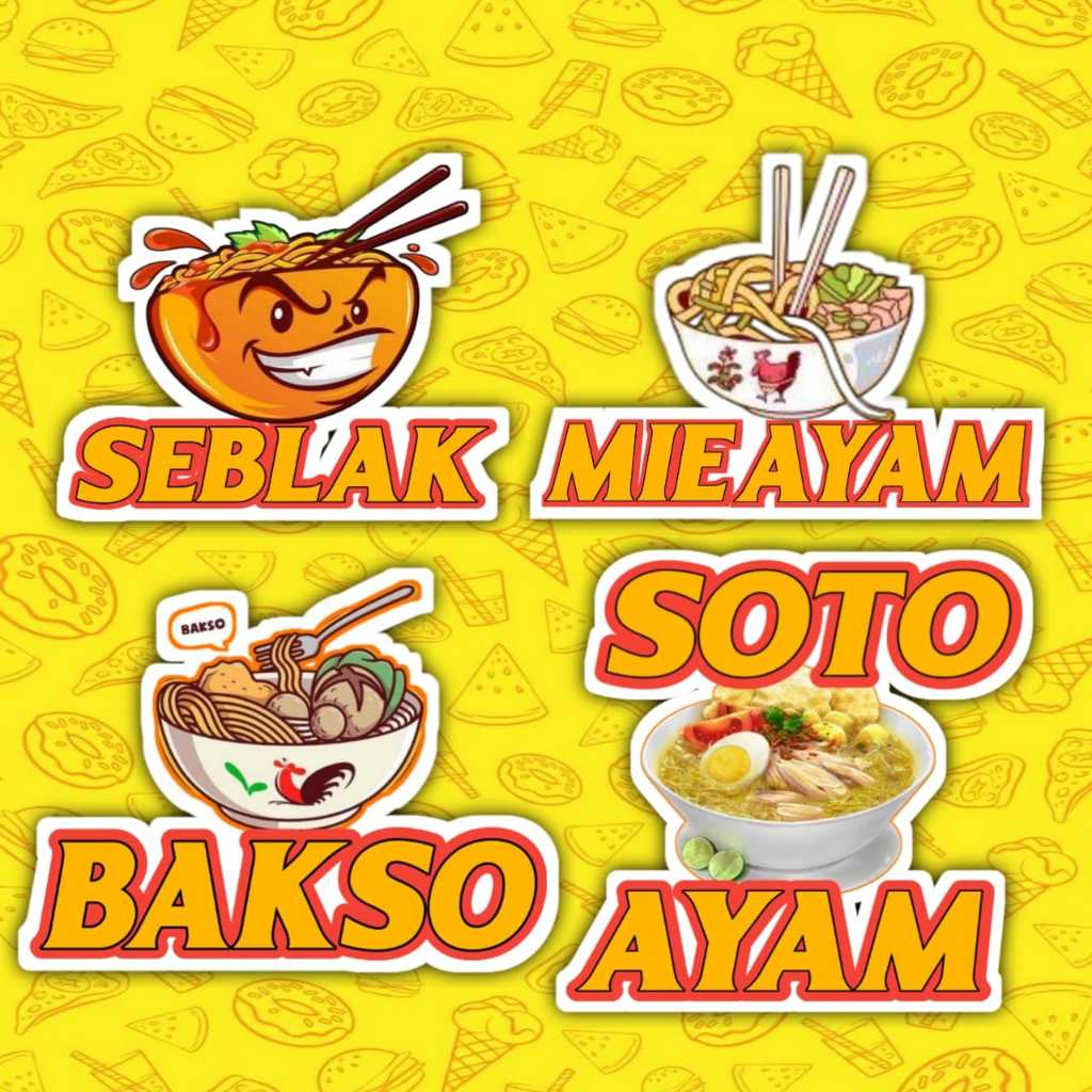 Jual Stiker Aksesoris Jualan Bakso, Soto Ayam, Seblak, Mie Ayam (Bisa ...
