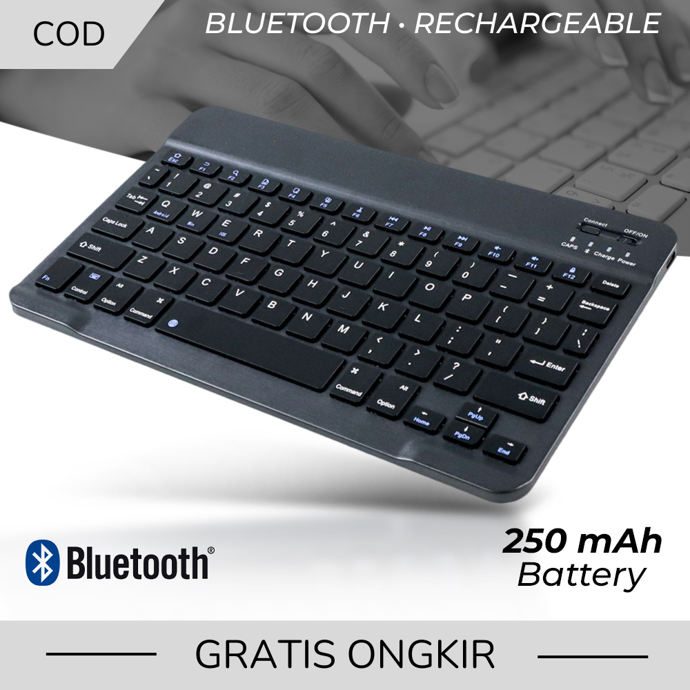 Jual Keyboard Wireless Bluetooth Rechargeable 10 Inch | Shopee Indonesia
