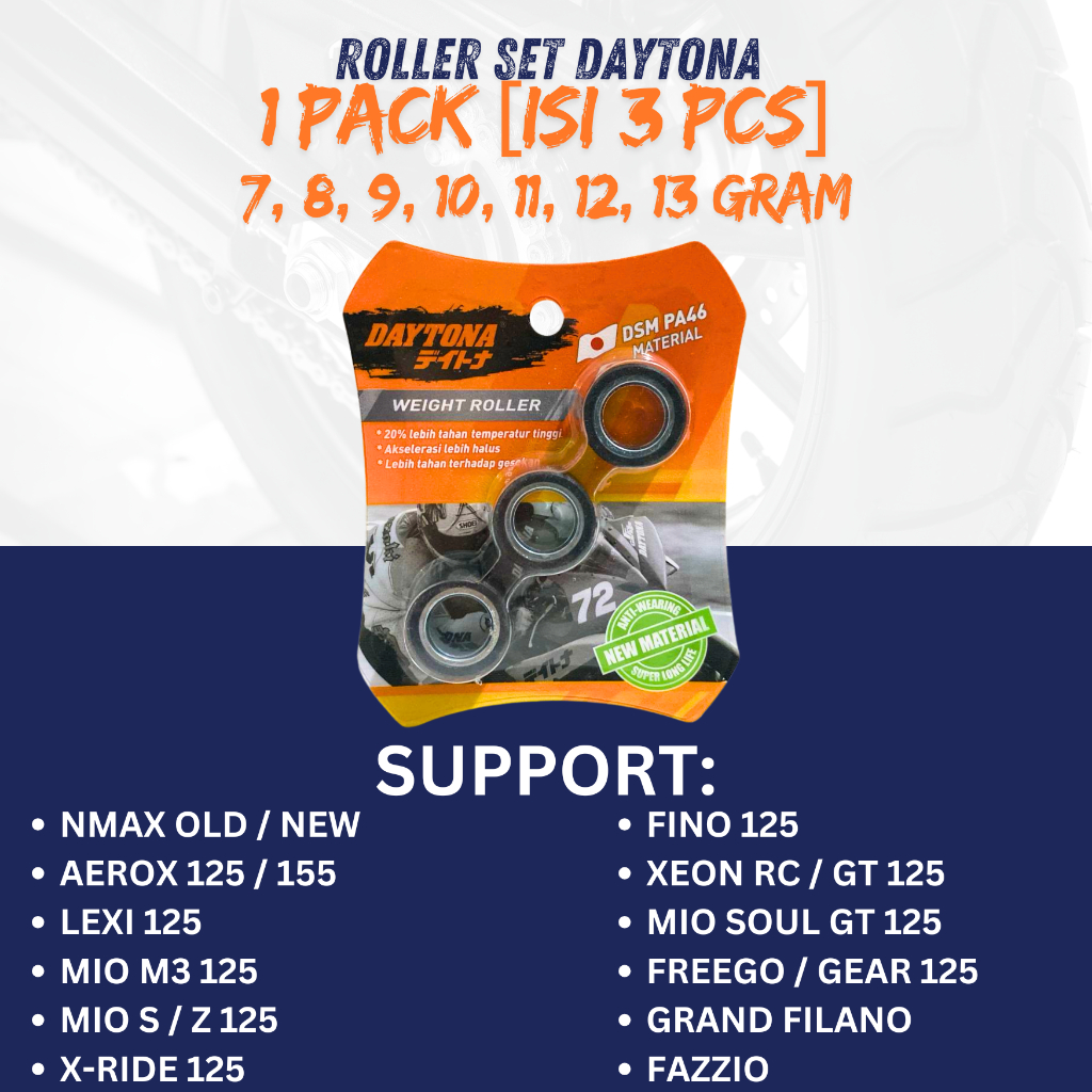 Jual Roller DAYTONA Nmax Aerox Lexi Mio M3 125 Z Xeon 125 GT 125 Gear ...