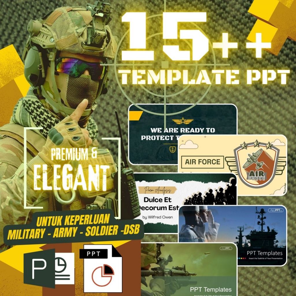 Jual 15++ Template PPT Powepoint untuk Kebutuhan Militer, Tentara, Army ...