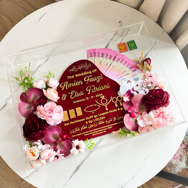 Jual (LANGSUNG JADI) MAHAR AKRILIK JADI UNTUK PERNIKAHAN DEKORASI ...