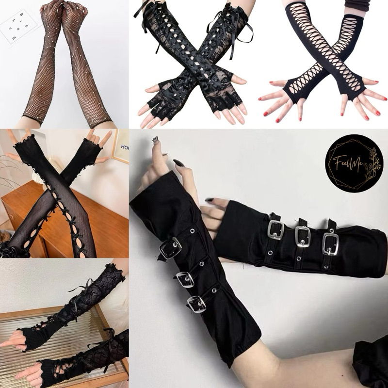 Jual Feelme KK-206 Women's hand guards knitted mesh cufs Hand Warmer ...