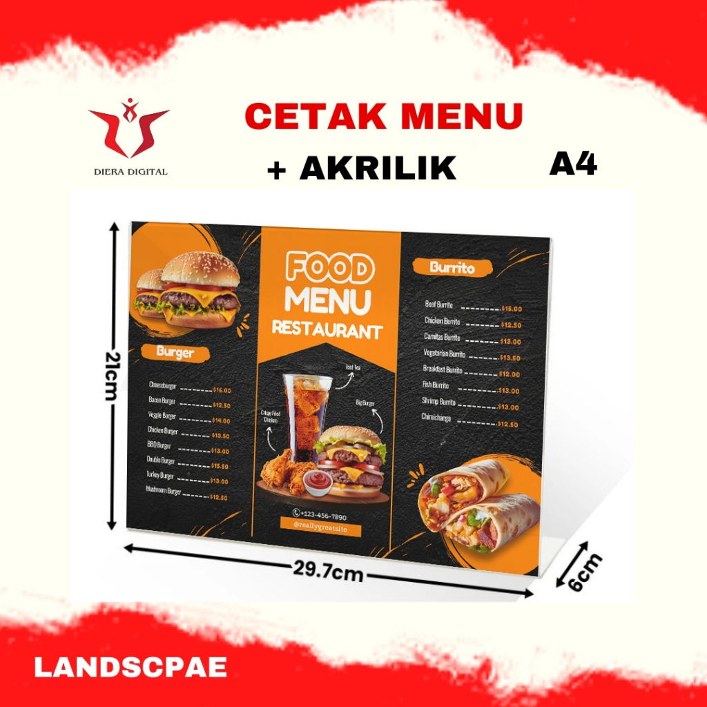 Jual CETAK DAFTAR MENU MAKANAN | MINUMAN Free design + Akrilik Ukuran ...