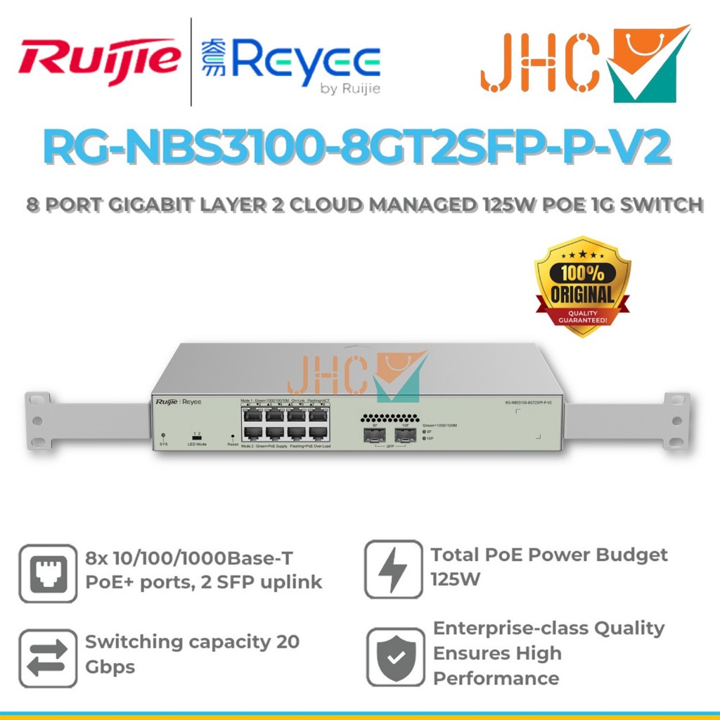 Jual RUIJIE RG-NBS3100-8GT2SFP-P-V2 Gigabit Layer 2 Cloud Managed ...
