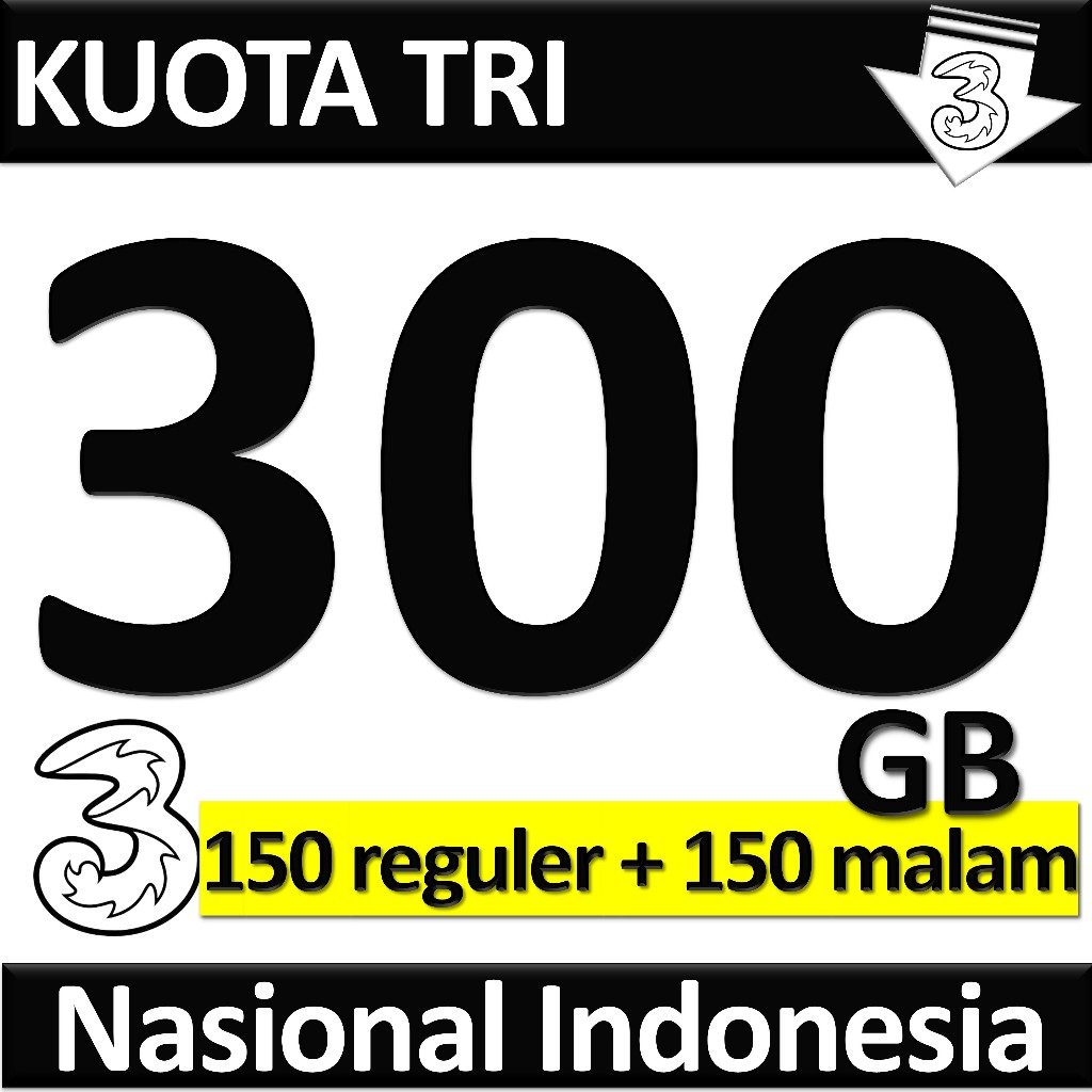 Jual kuota 3 tri 30 gb 30gb aon 40gb 40 gb 30 60 150 300 30gb 60gb ...