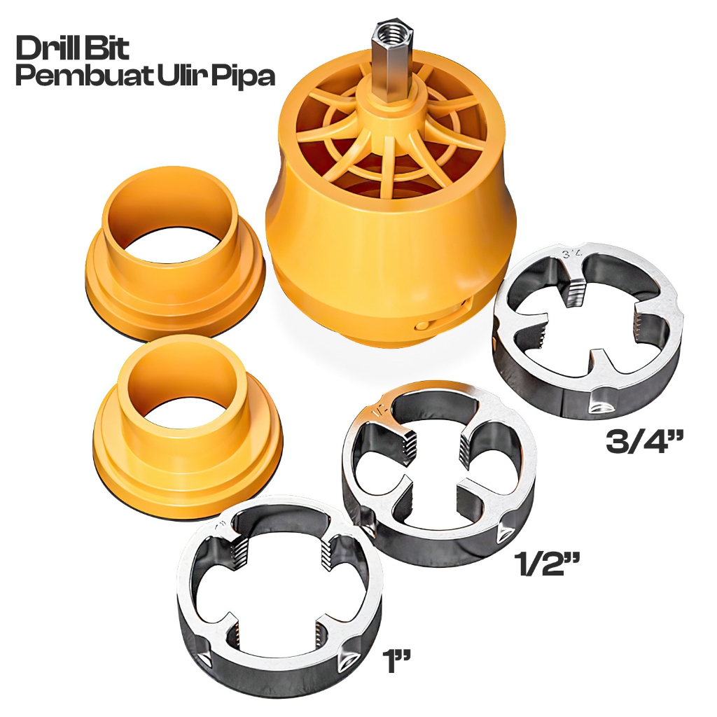 Jual Alat Pembuat Senai Ulir Pipa PVC 6 Buah 1" 1/2" 3/4" Senai Drat ...