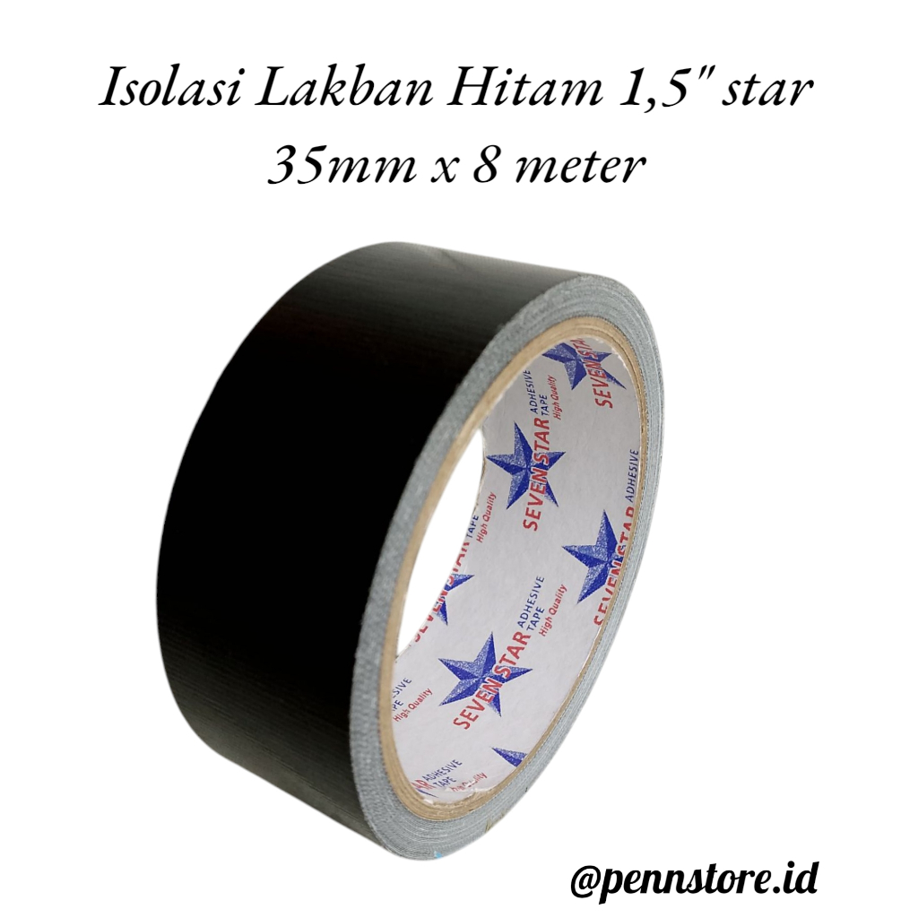 Jual (Roll) Lakban Hitam 1,5" STAR (35mm x 8meter) Isolasi jilid buku ...