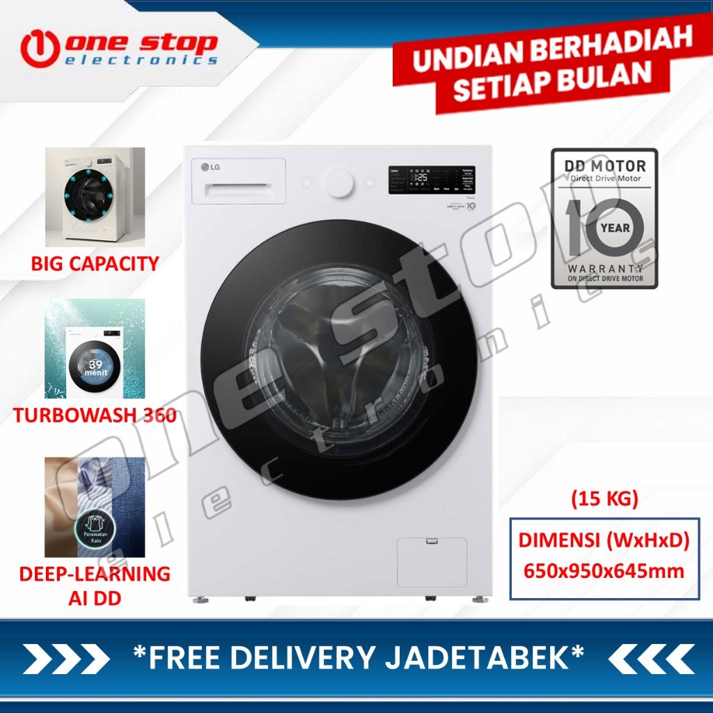 Jual LG F2515SNEW1 Mesin Cuci Front Loading Inverter AI DD & TurboWash 15Kg | Shopee Indonesia